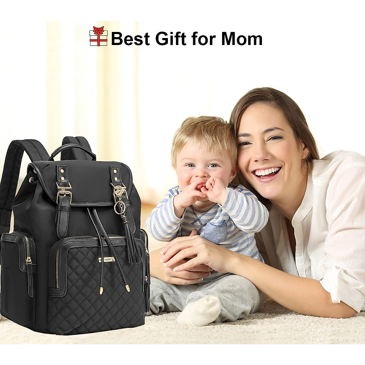 Terzini Bear Diaper Bag Backpack, Diaper Bags for Baby Boy Girl with USB Charging Port,Changing mat,Stroller Hooks (Black)