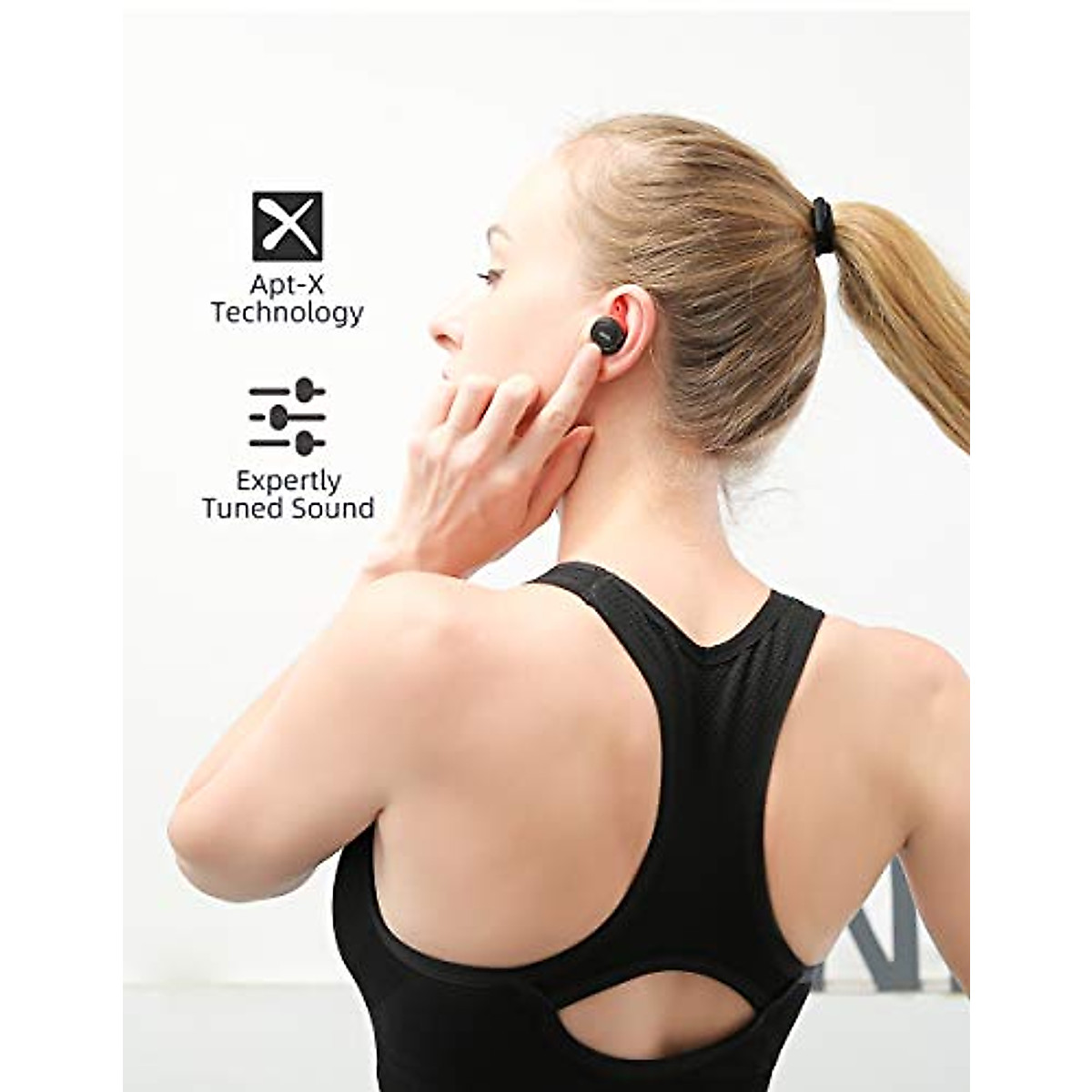 MIFA True Wireless Earbuds, X11 in-Ear Bluetooth 5.0 Headset, IPX7 Waterproof Sport Headphones Earphones APTX, 100 Hrs Playtime, CVC8.0 Mic for Phone Call, Red & Black