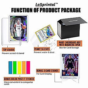 LASPRINTAL 50 Top Loaders for Cards 3" X 4" Regular 35pt & 100 Penny Sleeves, w/Magnetic Card Box – Top Loaders Baseball Card Sleeves Toploader Card Protectors K-Pop Card Sleeves