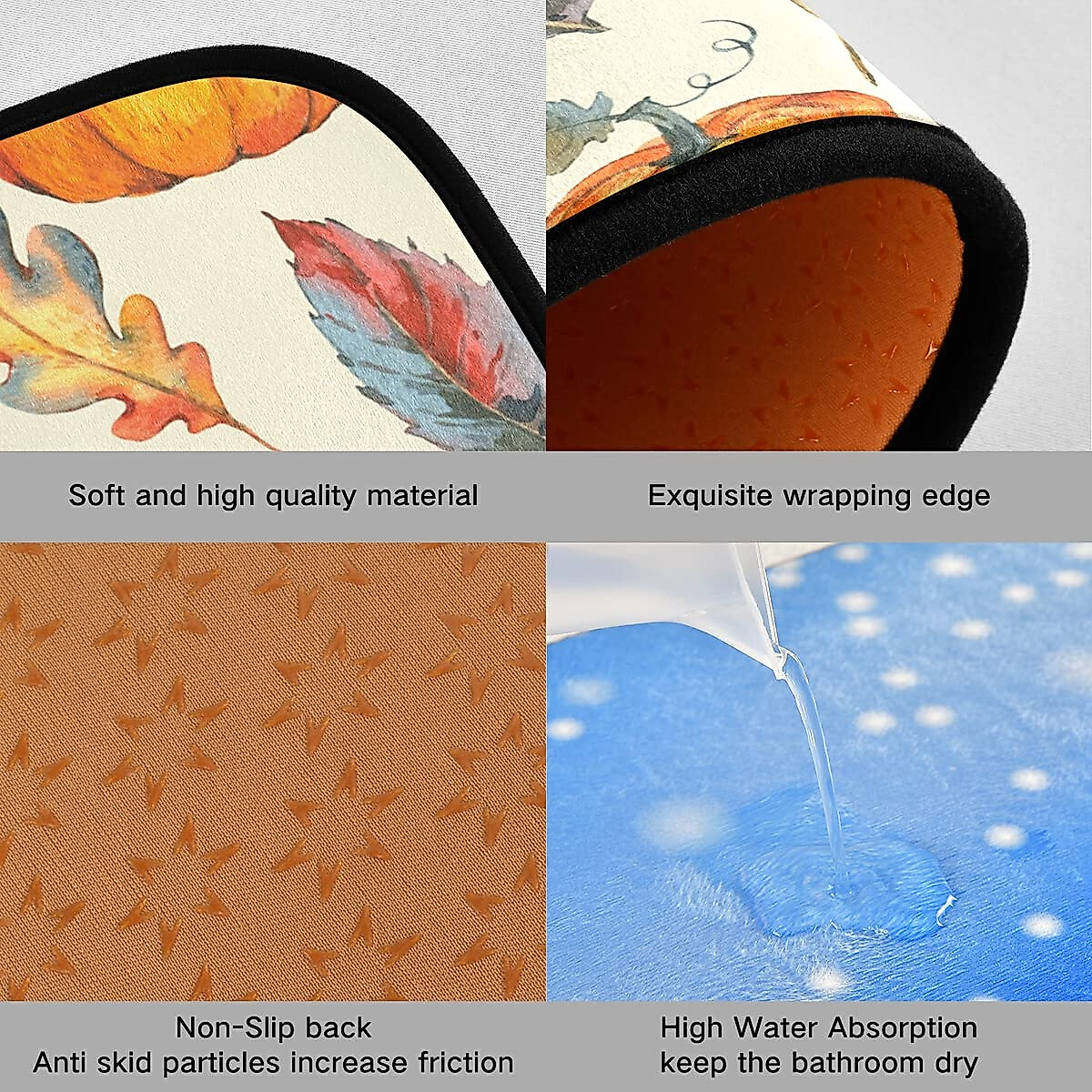 Emelivor Pumpkins Kitchen Rugs and Mats Set 2 Piece Non Slip Washable Runner Rug Set of 2 for Kitchen Floor Home Sink Ladunry Office