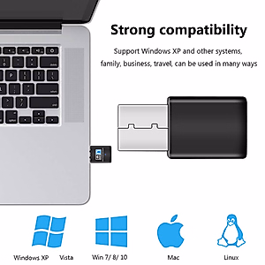 XVZ USB WiFi Adapter, 300mbps Dual Band 2.4G Wireless Adapter, Mini Wireless Network Card WiFi Dongle for Laptop/Desktop/PC, Support Windows10/8/8.1/7/Vista/XP/2000, Mac OS X 10.6-10.14,Linux