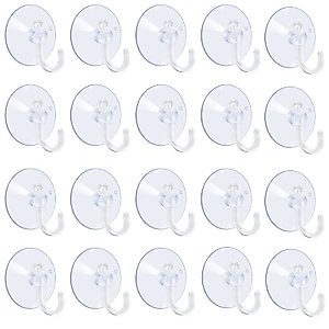 AQUANEAT 20 Packs Suction Cups 1.2/1.8 Inch Clear Sucker Pads with Hooks for Glass Home Organization Decoration (1.2 inch)