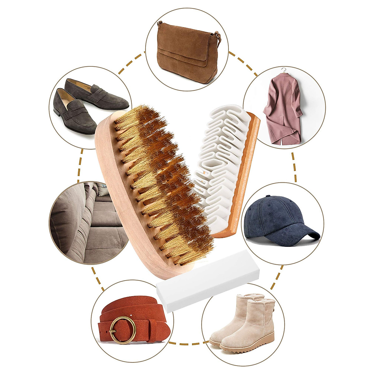 YoungJoy 4 Pcs Shoes Shine Dauber Suede Brush Nubuck Cleaner Crepe Applicators Suede Eraser Set(B)