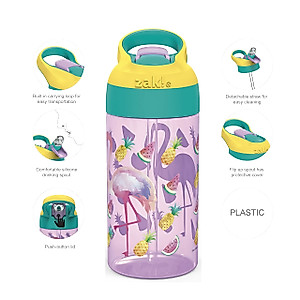 Zak Designs 16oz Riverside Desert Life and Disney Frozen 2 Kids Water Bottles with Straws and Built in Carrying Loops, 4pc Set