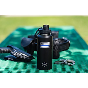 32 oz. Thin Blue Line Steel Sports Water Bottle-Double Wall Vacuum Insulated