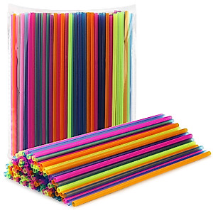 300 Cocktail Bar Straws for Drinks - Coffee Drink Stirrers Plastic- Short Coffee Stir Straws - Neon Mini Bar Cocktail Straws