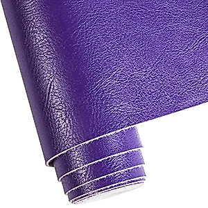 Faux Leather Sheets Rolls Solid Color 12"X53" Large Size,Natural Textured Smooth Surface PU Synthetic for Leather Earrings, Hair Bows, Sewing and Different DIY Projects (Purple)