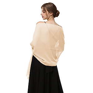 Baoqiya Women's Scarf Shawls and Wraps for Evening Dress Chiffon Shawl Soft Elegant Silky Pashmina Wedding Bridal Scarves(Champagne, 79"×19")