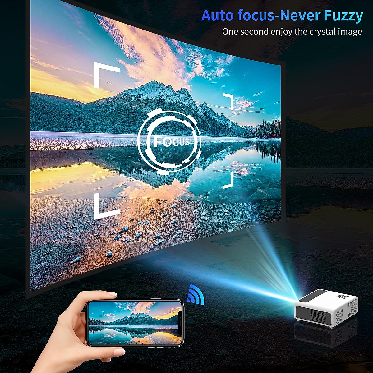 [Auto Focus & Auto Keystone] Smart 4K Outdoor Projector with WiFi and Bluetooth5.2,DIPIKPRJ 1300ANSI Movie 4K Projector,50%Zoom & 30W Speaker,Dust-Proof,Home Theater Projector 4K+for Phone/TV Stick/PC