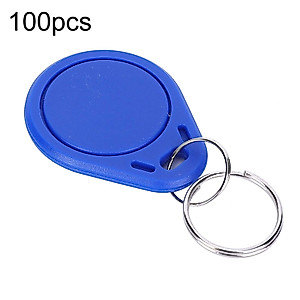 100 Pcs 125KHz RFID Key Fob Proximity ID IC Card Token Tag Keypad Card Keychains RFID Proximity Card Key for Access Control(ID)