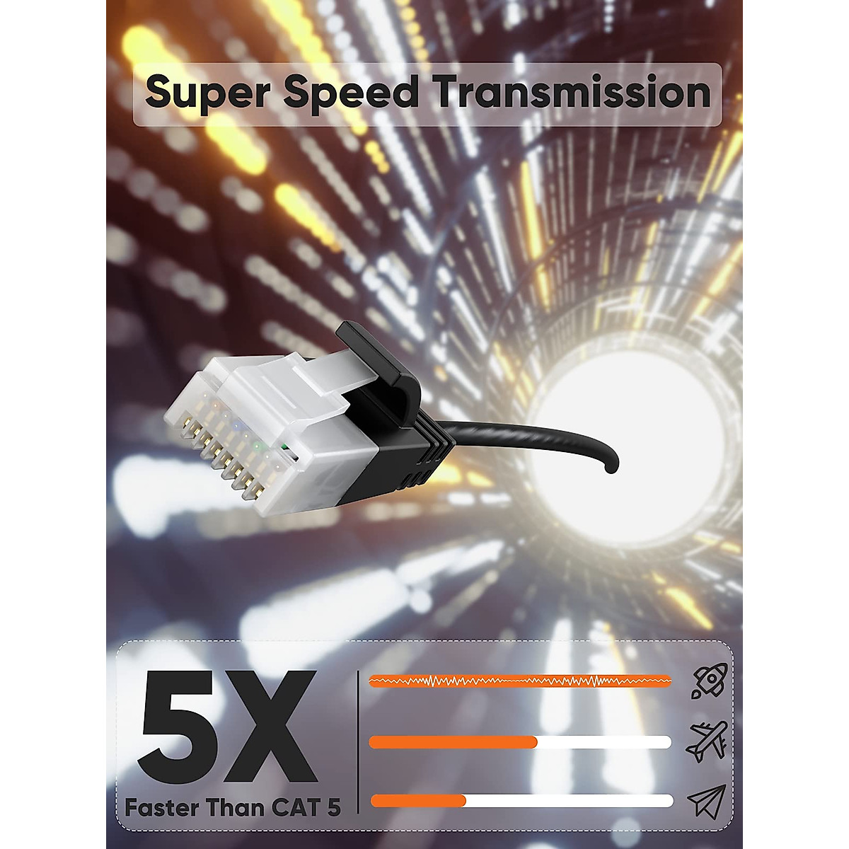 CableCreation Ultra Slim Cat6a Ethernet 10ft Long Cable OD 2.8mm, Down Angle LAN Super Light Cord, High Speed 10G UTP Network Patch Cable, Internet Wire for PC,Router, Modem, Printer,TV Box/PS5, 3M