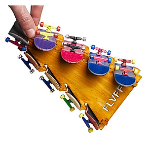 FLVFF Fingerboard Display Rack Storage Organizer Exhibit Finger Skate Rail ramps and Parks (RA2) (Brushed Light Brown)