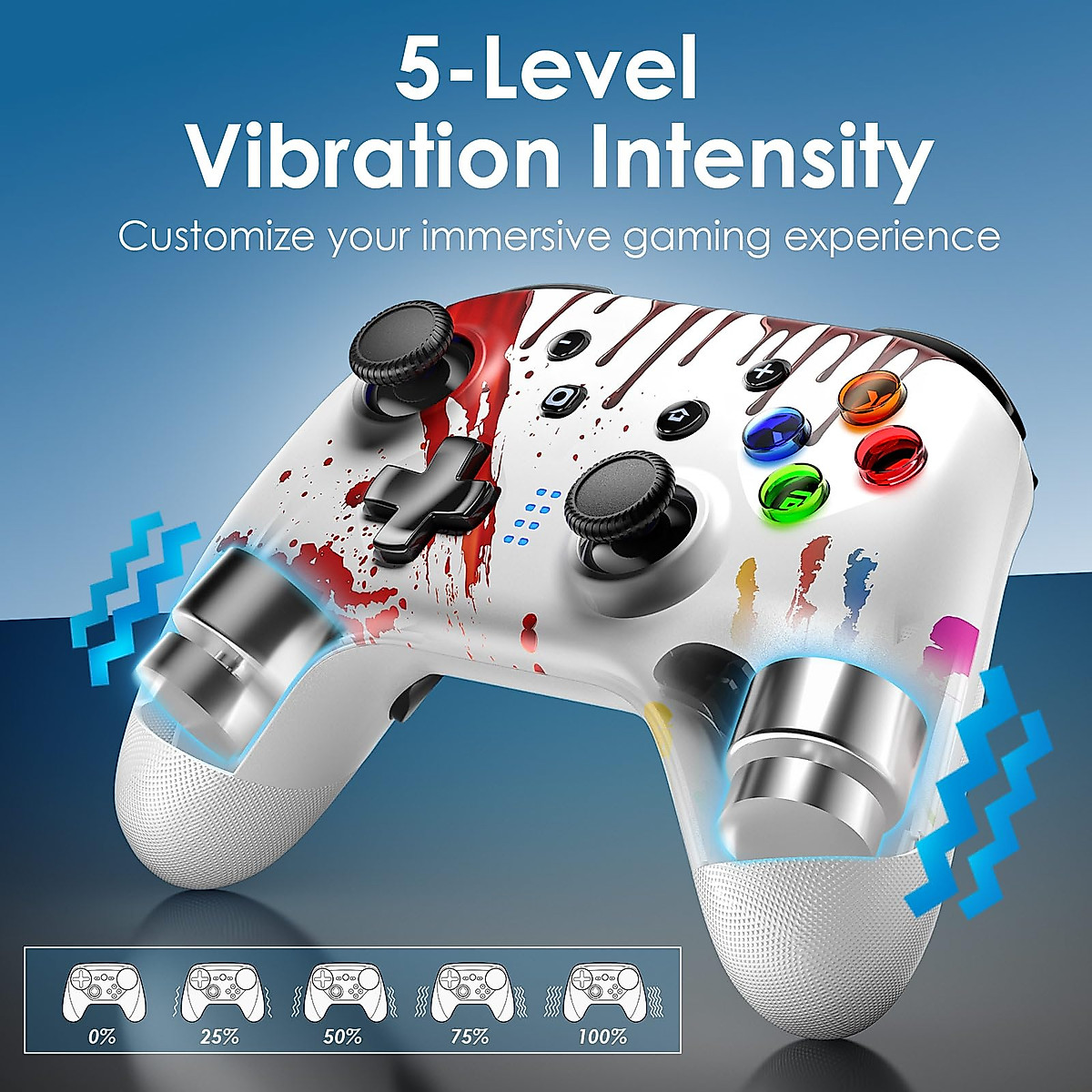 REDSTORM 2.4g Wireless Game Controller for Windows PC,Android,Switch,Steam Deck, PC Gaming Controller with 4 Programmable Buttons, Dual Vibration, Turbo, Motion Control, LED Light