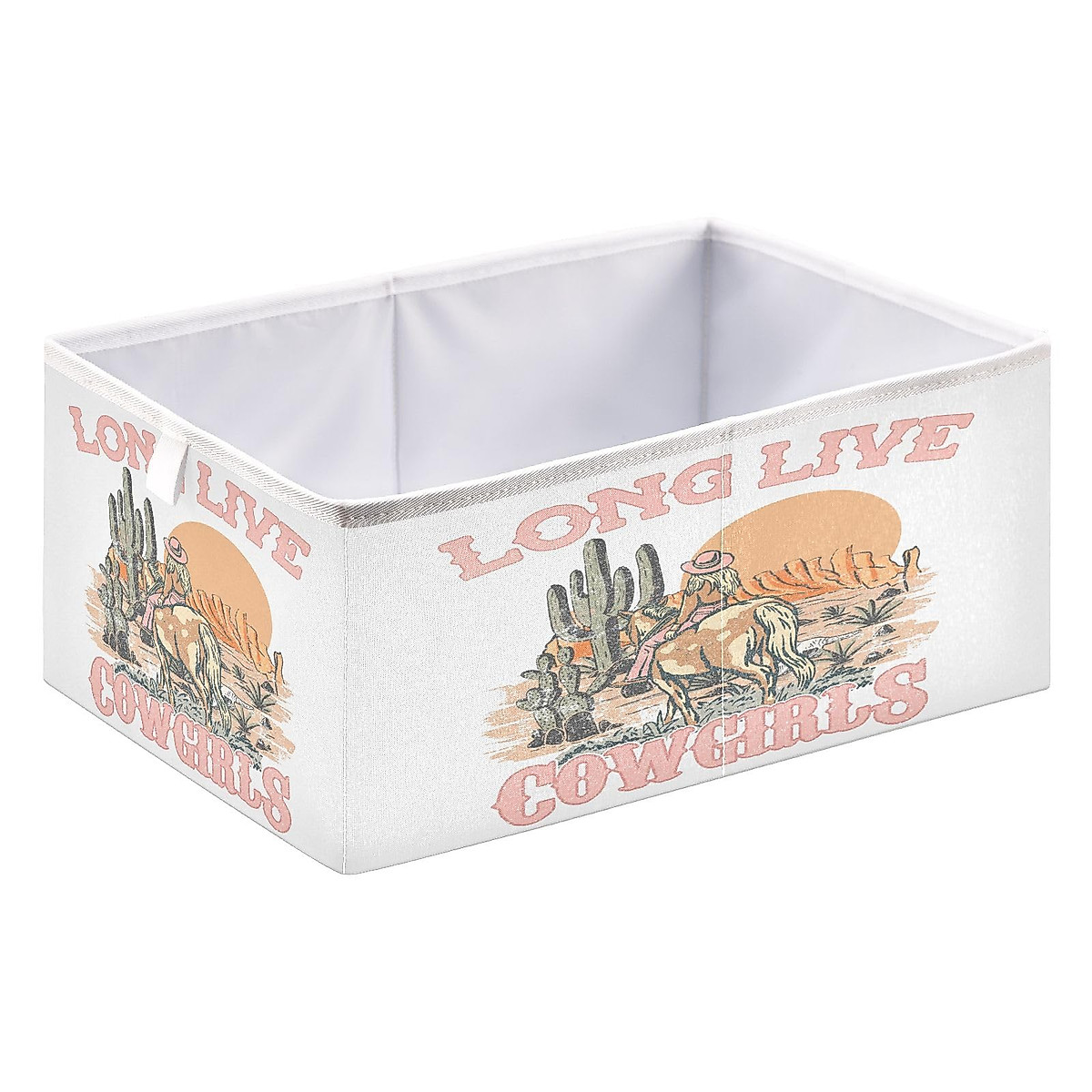 QUGRL Cowgirl Ride Horse Cube Storage Bins Organizer Western Desert Clothes Storage Basket Box for Shelves Closet Cabinet Office Dorm Bedroom 11x11 in
