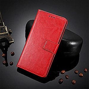 MojieRy Phone Cover Wallet Folio Case for Samsung Galaxy S9 Plus, Premium PU Leather Slim Fit Cover for Galaxy S9 Plus, 3 Card Slots, Feel Good, Red