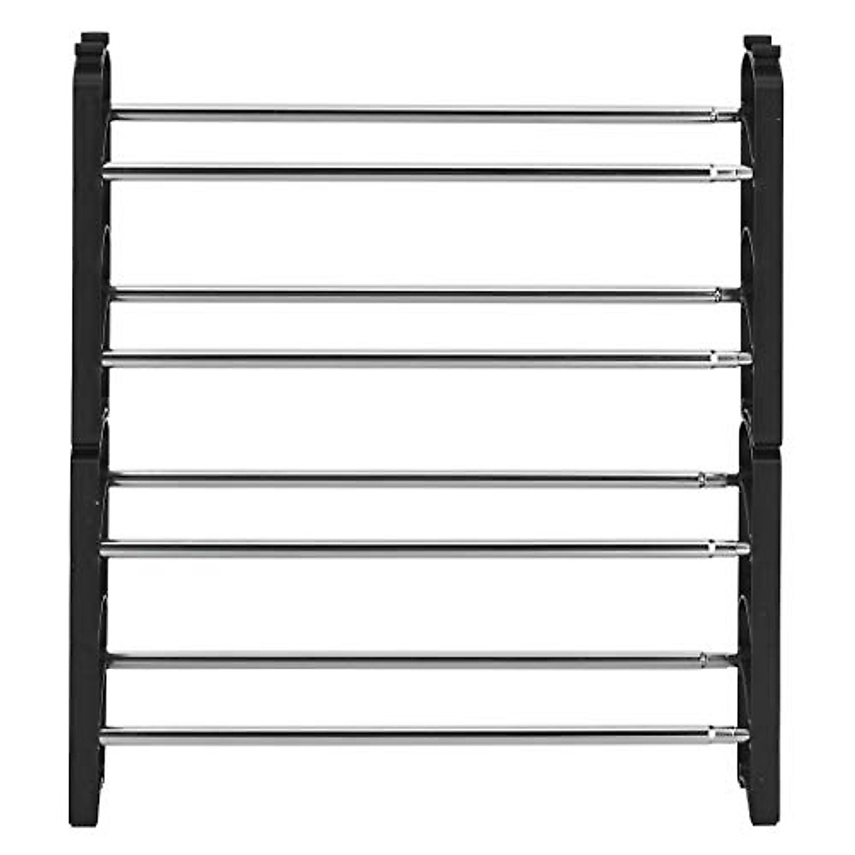 Seville Classics 4-Tier Expandable 24-Pair Shoe Rack Resin Freestanding Closet, Entryway, Bedroom Footwear Organizer, Chrome Poles