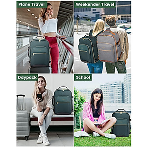 LOVEVOOK Travel Carry on Backpack as Personal Item Flight Approved for Men, 40L Waterproof Large 17inch Laptop Luggage Daypack Business Weekender Overnight with 3 Packing Cubes, Green