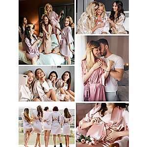 SIORO Women's Silk Robes Satin Kimono Robes Bridesmaid Wedding Robes Silky Bathrobes Summer Loungewear S-XXL