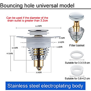 iJiGui Bathroom Sink Plug, Universal Pop up Bathroom Sink Plug, Sink Drain Plug Suitable for Bathtub, Kitchen, Wash Basin(for 32-42mm Drain Hole)