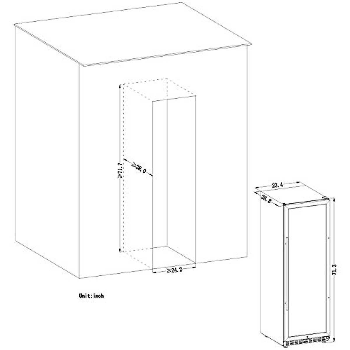 Lanbo Compressor Built-in Single Zone Wine Cooler with Safety Lock, 171 Bottles