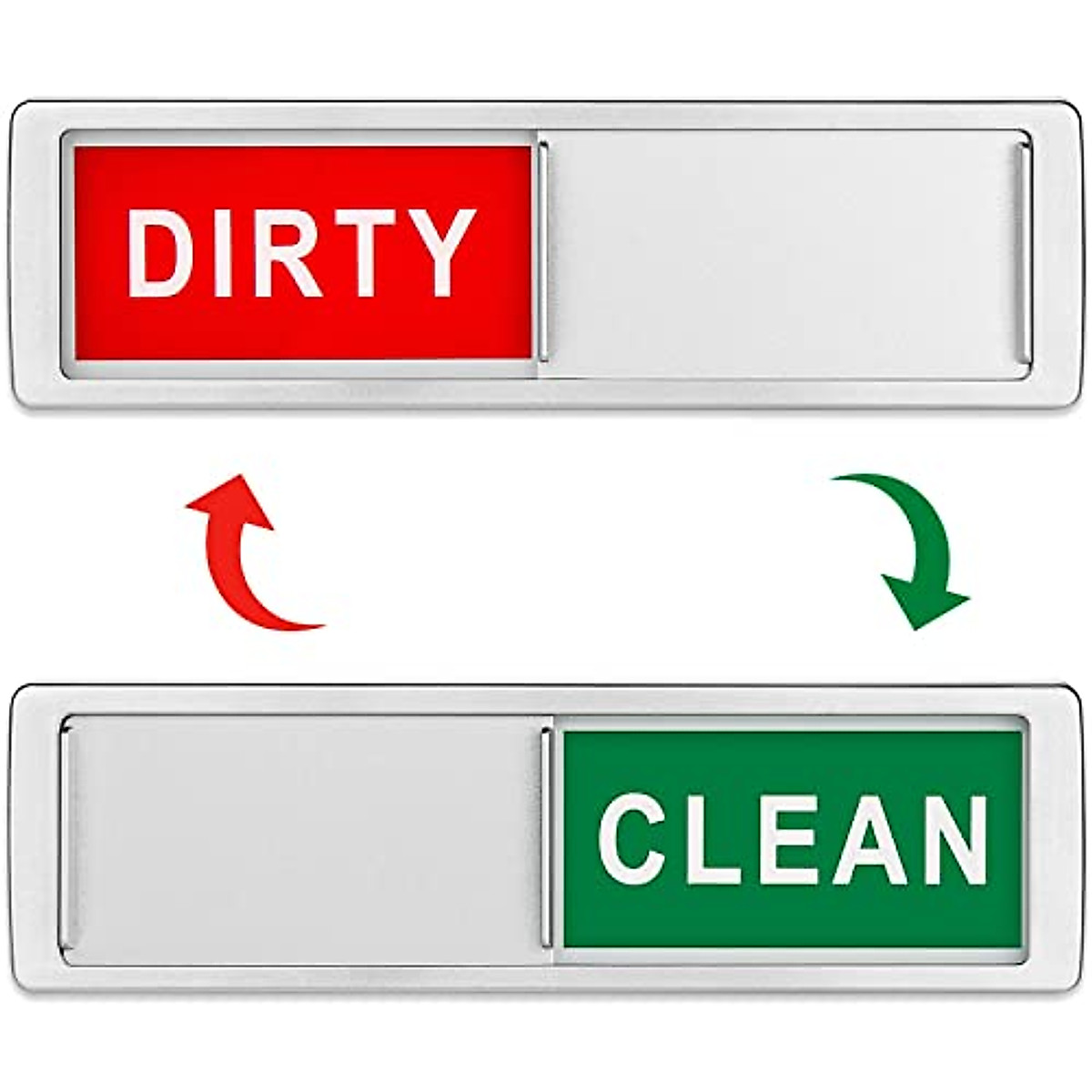 Dishwasher Magnet Clean Dirty Sign Shutter Only Changes When You Push It Non-Scratching Strong Magnet or 3M Adhesive Options Indicator Tells Whether Dishes are Clean or Dirty (Modern Silver)