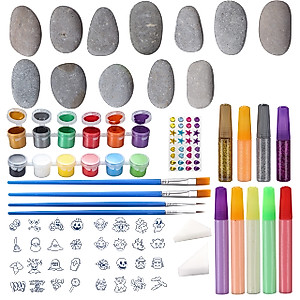 Klever Kits Halloween Rock Painting Kit for Kids, Glow in The Dark Rock Painting with Paint Tubs, Creativity Arts Crafts DIY Supplies Kit for Halloween, Kids Painting Gifts, Family Activity