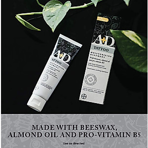 A+D Tattoo Skin Moisturizing Ointment, Skin Moisturizer with Beeswax, Almond Oil and Pro- Vitamin B5-3.5 Oz Tube
