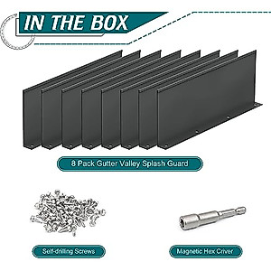 Daisypower 12 Pack Gutter Valley Splash Guards,Rainwater Roof Rain Diverter Downspout Gutter Guards for House Shingle Straight Roofs Corner,10 Inch Each