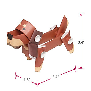 PIPEROID animals Dachshund Dog - Japanese 3D Paper Dog Puzzle DIY Origami Kit for Kids and Adults