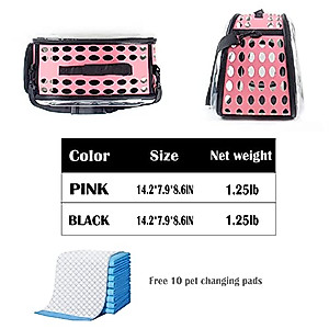 Guinea Pig Carrier, Hamster Carrier Portable Breathable Rabbit Bag for Bunny Hedgehog Marten Small Transparent Animal Carrier (Black)