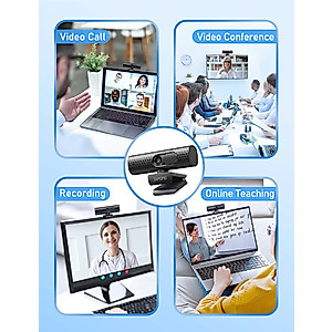 SAMOMO Webcam with Dual Microphones, 1080P Full HD Computer Camera for Laptop/Desktop, Autofocus, Privacy Cover, Auto Light Correction, USB Web Cam for Video, Teaching, Streaming and Gaming