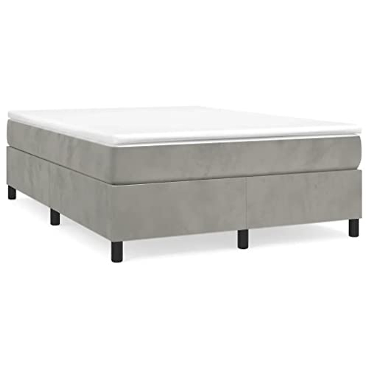 vidaXL Box Spring Bed with Mattress Home Bedroom Mattress Pad Double Bed Frame Base Foam Topper Furniture Light Gray 59.8"x79.9" Queen Velvet