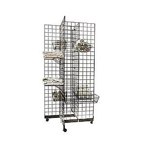 Only Garment Racks #1946B(1) + #1900B(4) + #1904B(12) Black 4-Way Grid Tower Display