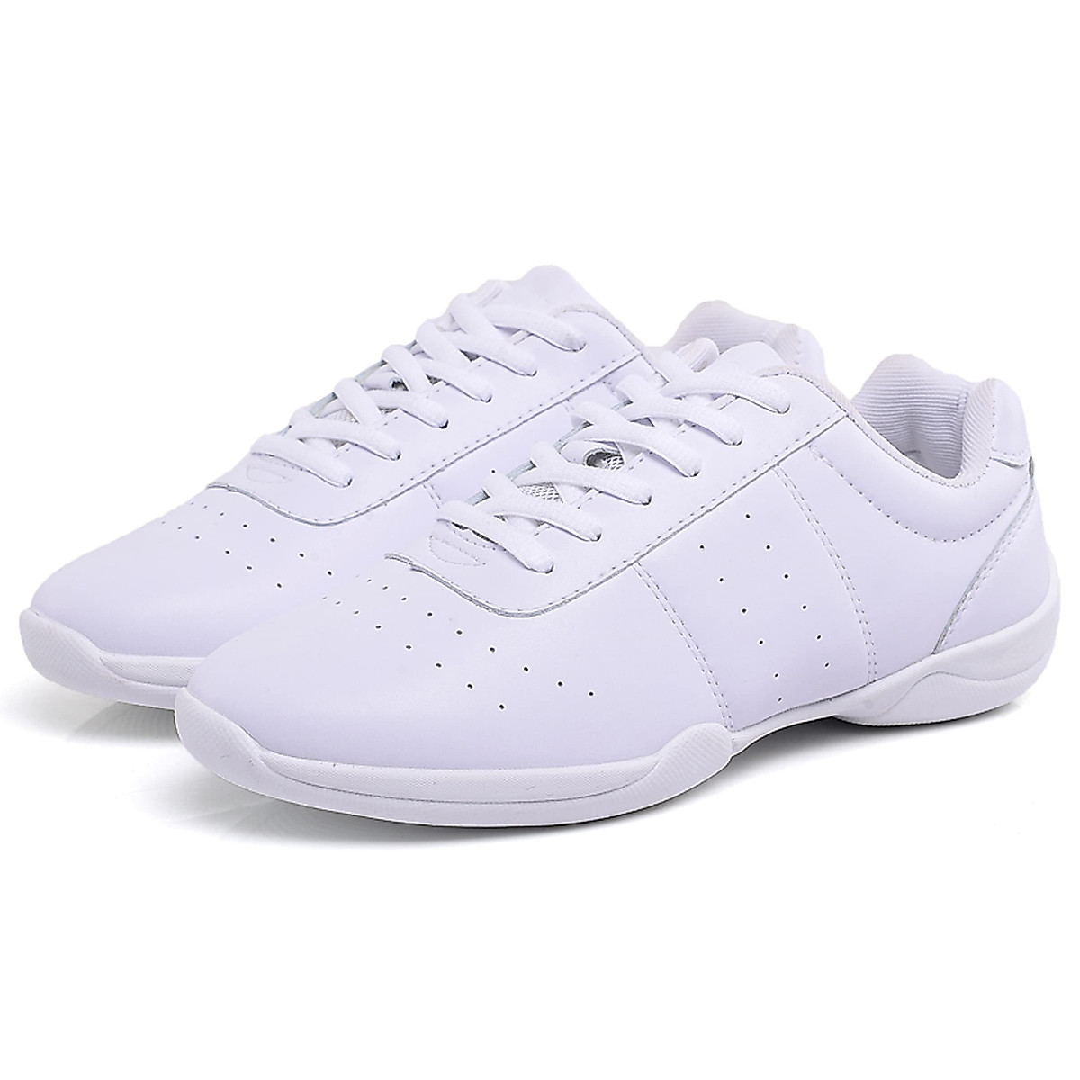 WUIWUIYU Adult Youth Women's White Cheerleading Shoe Sport Dance Training Competition Tennis Sneakers Cheer Shoes Size 2