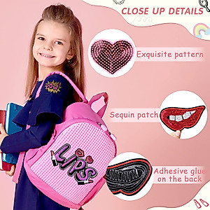 Ysleen 16 Pieces Purple Sequin Iron on Patches DIY Embroidered Patch Sequin Applique Lip Lipstick Patch Decoration Clothing Jeans Bag Sew on Repair for Woman Girl Garment Bag Shoes Caps Decor