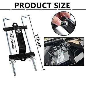 Kewucn Adjustable Battery Hold Down, Car Battery Tie Down Holder Kit, Universal Battery Crossbar with Stainless J Bolt, Automobile Battery Fixing Accessories for Cars, SUV, RV (11 inch bolts)