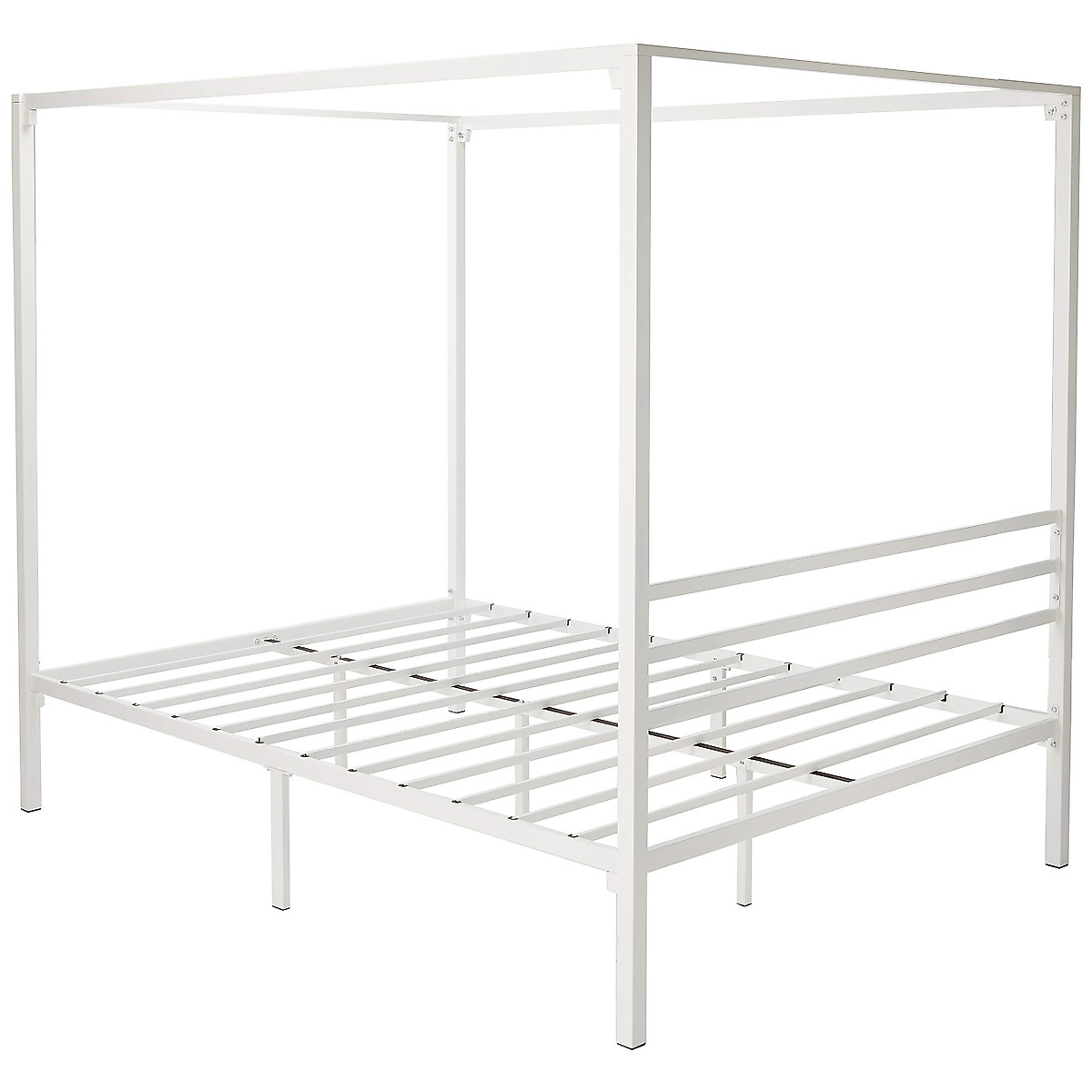 ZINUS Patricia White Metal Canopy Platform Bed Frame, Mattress Foundation with Steel Slat Support, No Box Spring Needed, Easy Assembly, Queen