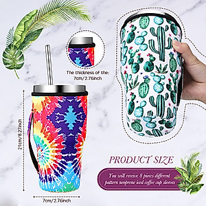 Patelai 8 Pieces 30oz Reusable Neoprene Iced Coffee Cup Sleeve Neoprene Insulated Sleeves Cup Cover Holder, Large Tumbler Cup