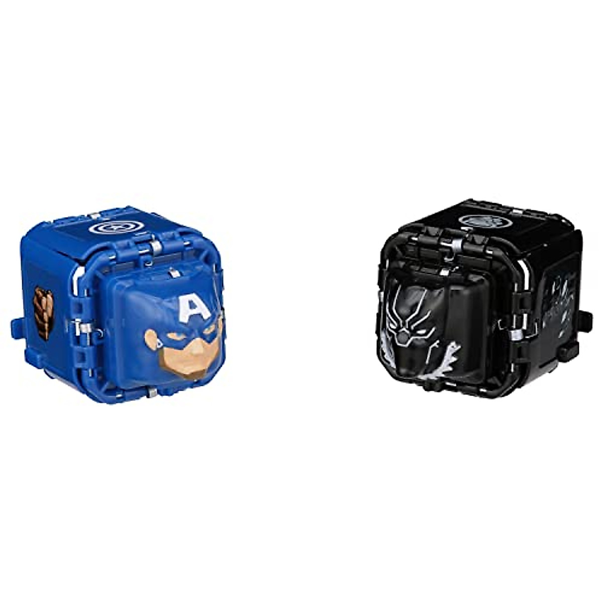 MARVEL Avengers Battle Cubes 2-Pack, Captain America VS Black Panther, Unleash Power, Launch Attack, 2 Cubes & 6 Tokens, RPS Auto-Battle System, Battle Cube APP, Collectible Pocket-Sized Game, Ages 5+