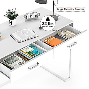 Tribesigns Computer Desk with Drawers for Small Spaces, 39" White Home Office Desks Study Writing Desk for Bedrooms, Home Office, Living Room