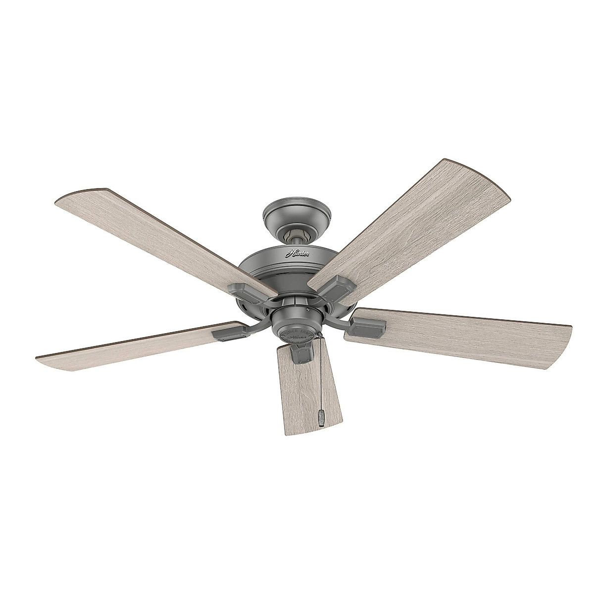 Hunter Fan Company 51019 Crestfield Indoor Ceiling Fan with LED Light and Pull Chain Control, 52", Matte Silver Finish