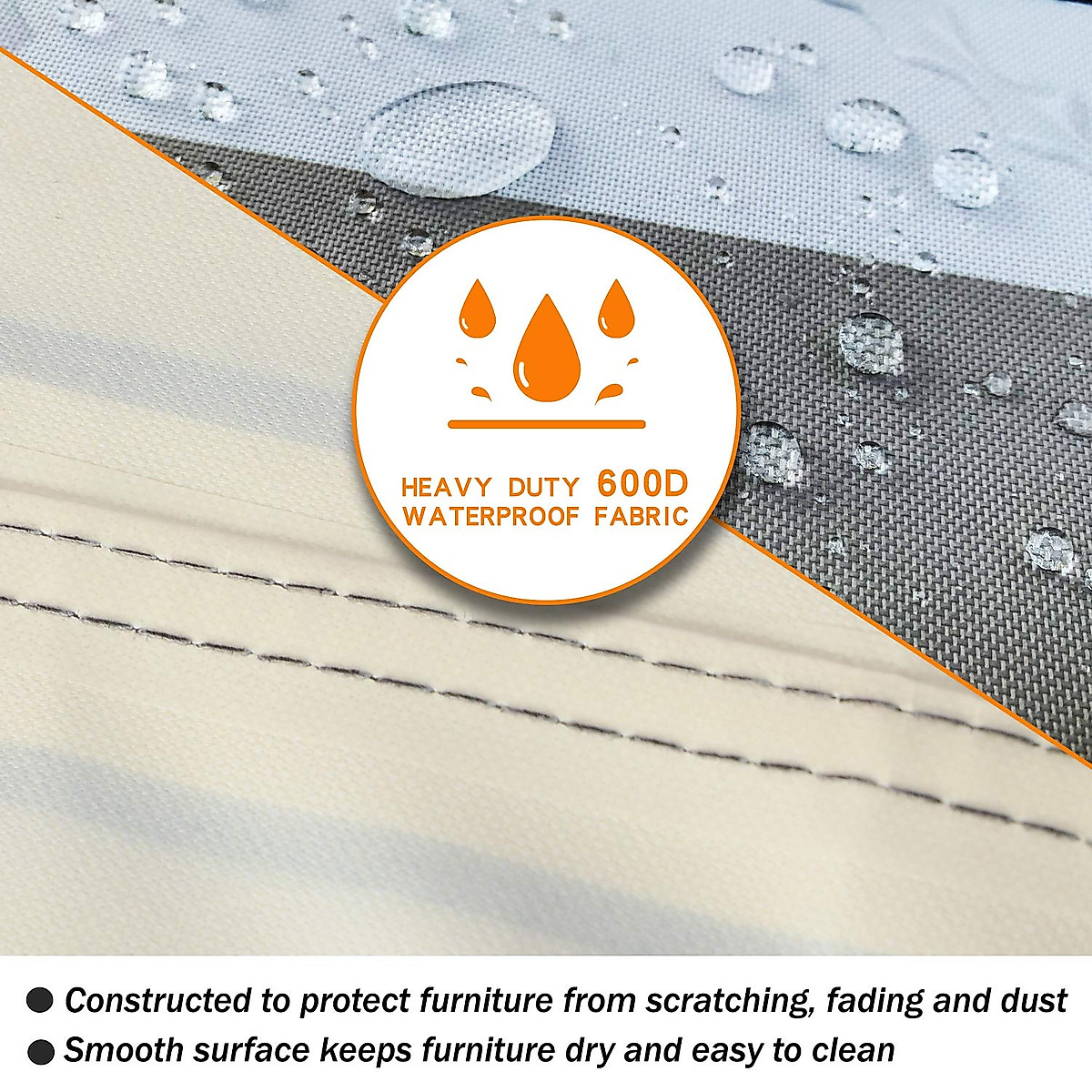 WJ-X3 Patio 2 Seater Sofa Couch Waterproof UV Resistant No Fading Heavy Duty Outdoor Striped Furniture Cover, 54 x 38 x 35 Inches