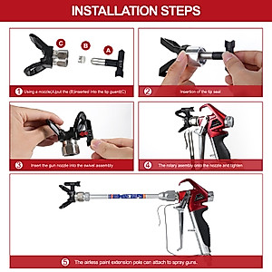 DUSICHIN Airless Paint Primer Spray Gun High Pressure 3600 PSI Reversible 517 Nozzle Tip Guard Swivel Joint with 10 inches Extension Pole for Titan Graco Airless Paint Sprayers Aftermarket DUS3600
