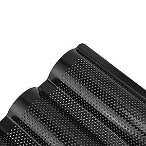 Baguette Pan, French Bread Pan Easy To Release 3 Slots Easy To U Shape Black Uniform Heating Stainless Steel for Kitchen