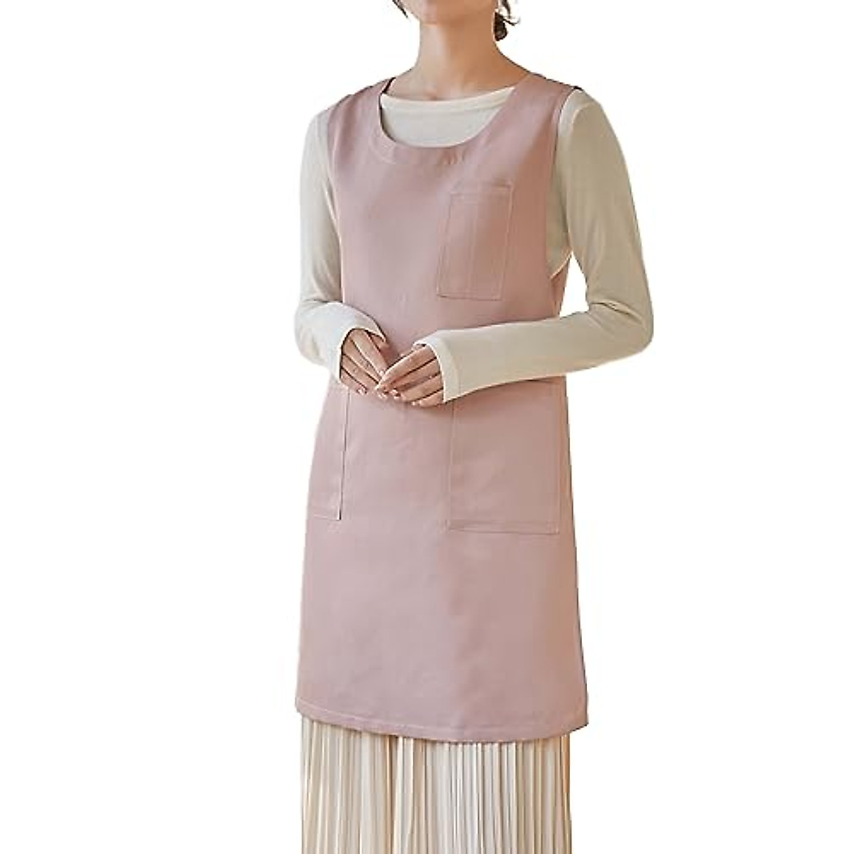 Yuaxme Women Cobbler Apron Japanese Style Aprons with 3 Pockets for Work Chef Kitchen (Pink)