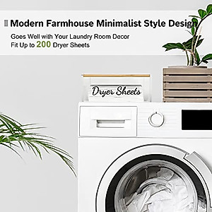AIMerss Acrylic Dryer Sheet Dispenser with Bamboo Lid, Clear Dryer Sheet Holder for Laundry Room Decor Storage Containers, Modern Farmhouse Dryer Sheet Container Box for Fabric Softener Sheets