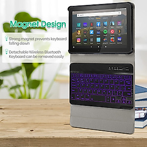FunYaung Fire HD 8 Keyboard Case Compatible for Amazon Kindle Fire HD 8/HD 8 Plus(2020 Release, 10th & 2022 Release, 12th), with 7 Colors Backlit Detachable Keyboard & Protective Cover