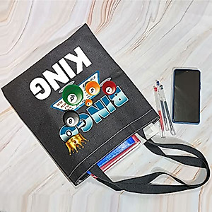 VAMSII Bingo King Tote Bag Bingo Gifts for Men Bingo Player Gifts Bingo Lovers Gifts Bingo Accessories Bag Canvas (Tote Bag)