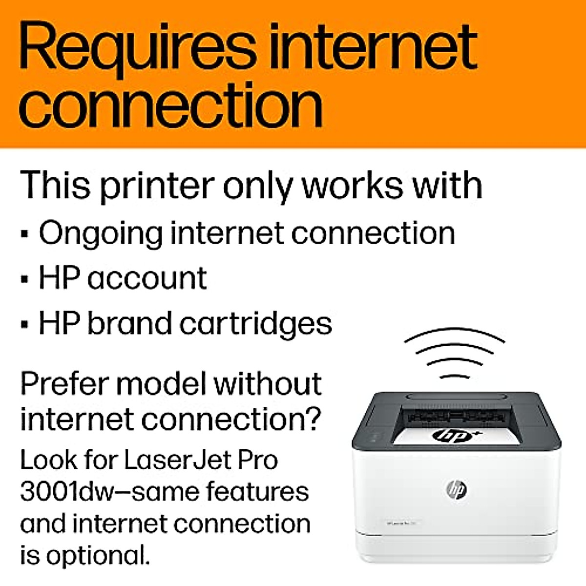 HP LaserJet Pro 3001dwe Wireless Black & White Monochrome Printer with HP+ Smart Office Features