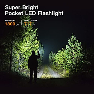 Wurkkos Mini EDC Flashlight Rechargeable - WK03 1800 Flashlight High Lumens - Super Bright Pocket LED Flashlight - Small Powerful Flashlight SST40 LED with Magnetic Tail Cap and Diffuser